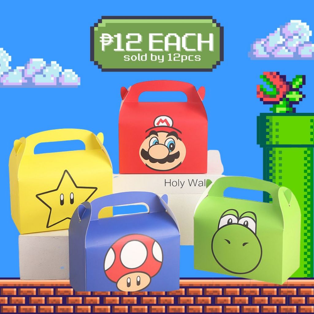 FP2074 (12PCS) Mario Loot Box Birthday Party Souvenir Giveaway Loot Bag ...