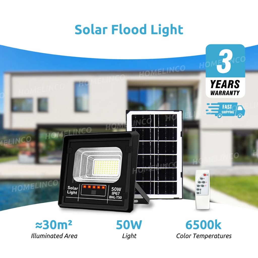Solar LED Flood Light 50W IP67 Waterproof solar flood light with remote ...