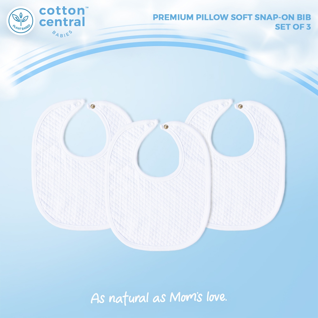 Cotton Central™ Premium Quilted Snap-On Bib Newborn Infant Baby Pure ...