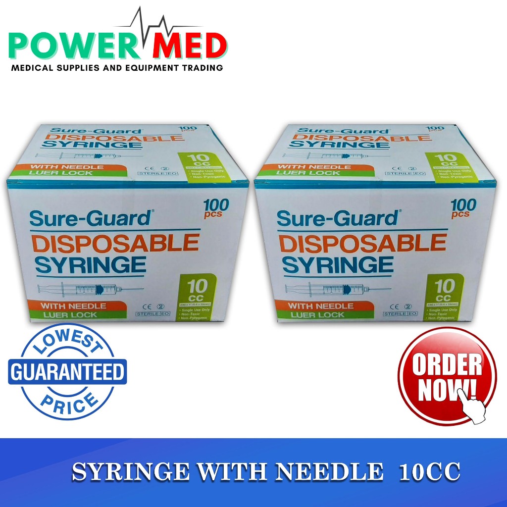 SYRINGE WITH NEEDLE 10CC per box sure-guard | Shopee Philippines