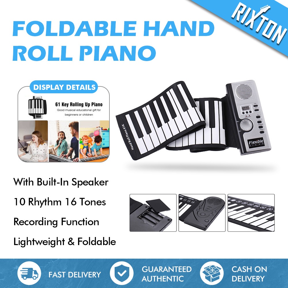 RIXTON Portable Hand Roll Up Piano Flexible Roll Up Electronic Keyboard ...