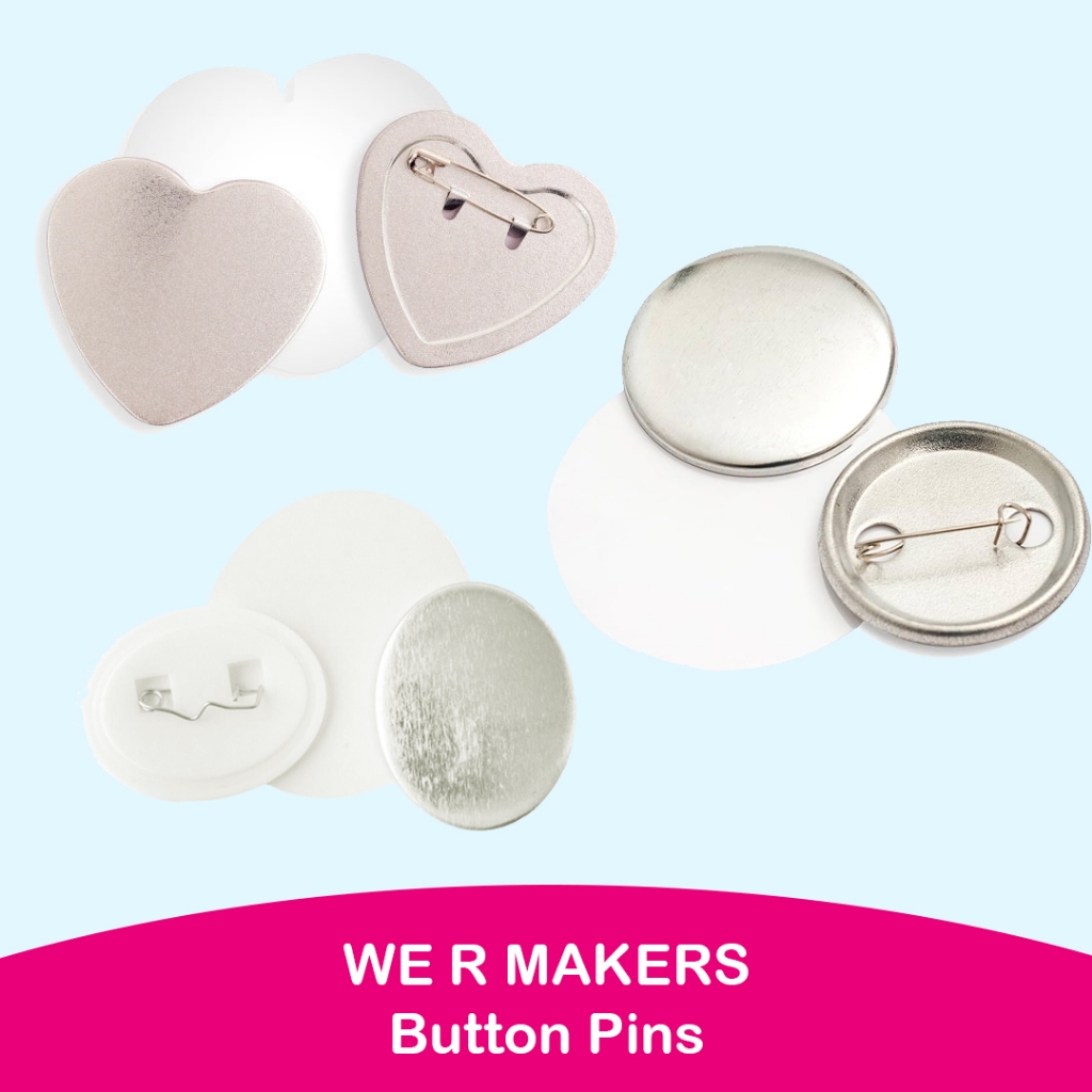 WE R MAKERS | Button Pins, (choose from heart, oval and square shape ...