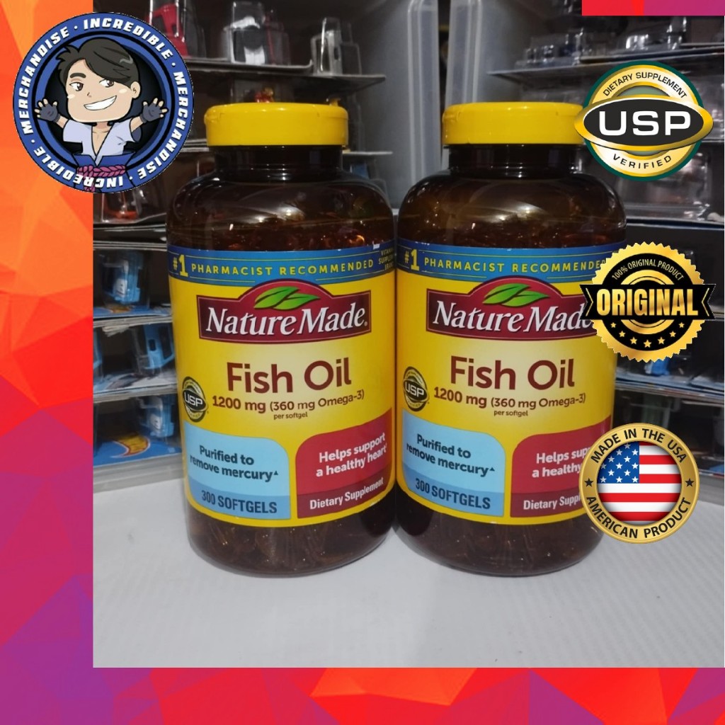 Nature Made Fish Oil 1200 mg (360mg Omega-3) 300 Pcs Softgels USP ...