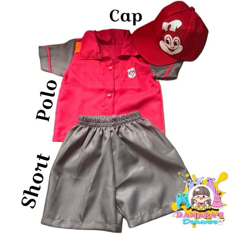JOLLIBEE COSTUME UNIFORM TOPS+PANTS+CAP TOPS+SHORT+CAP | Shopee Philippines