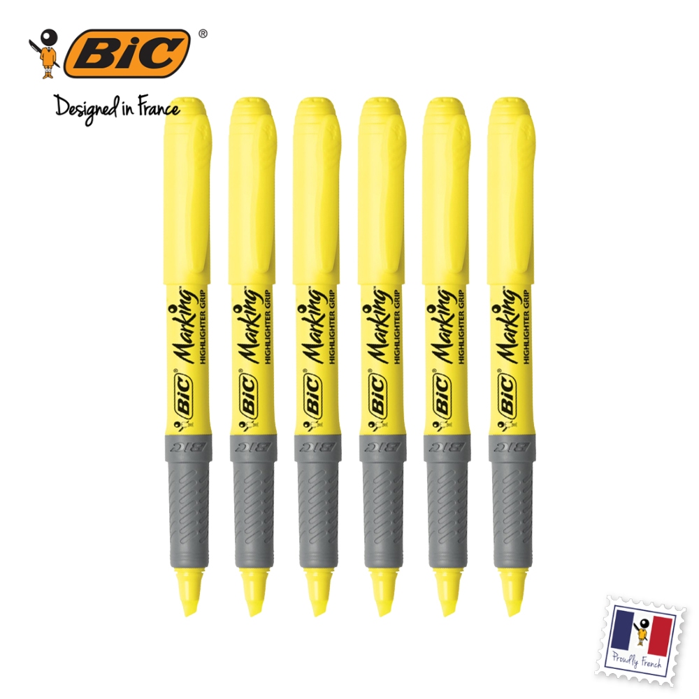 BIC Marking Highlighter Grip Pack of 6 (Chisel Tip - Yellow) | Shopee ...
