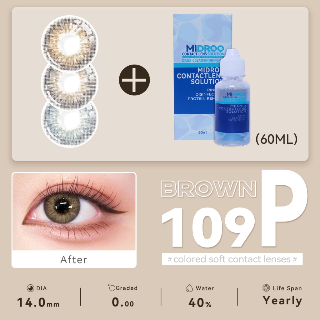 Midroo 1Pair OMG Contact lens Complete Set With Solution Graded 0.00 ...