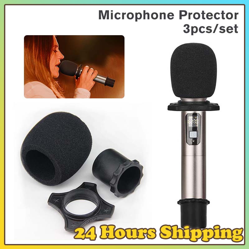 3Pcs/Set Black Microphone Protector Handheld Mic Protector Mic Foam ...