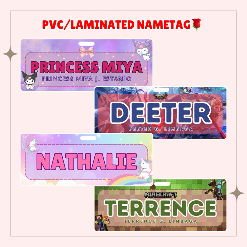 PVC / LAMINATED NAME TAG - BACK TO BACK PRINT - ANYTHEME - WTH FREE ...