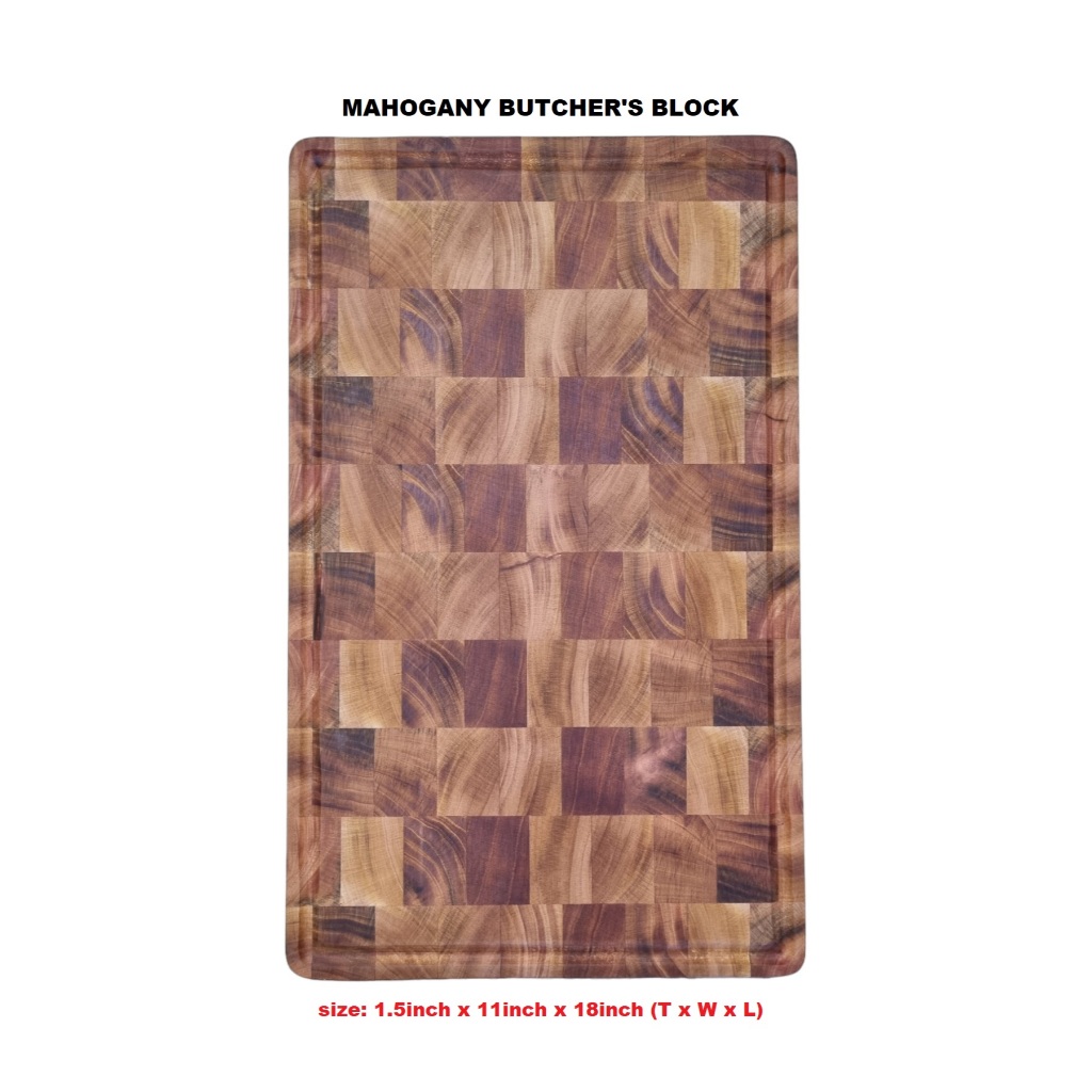 Butcher Block (End Grain) Genuine Mahogany Wood 1.5" x 11" x 18 ...
