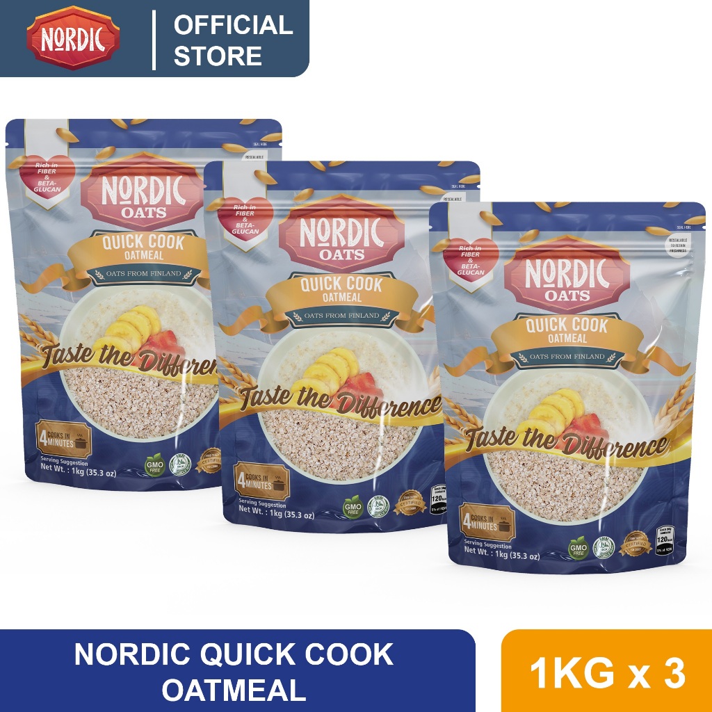Nordic Oats Quick Cook Oatmeal 1Kg (Pack of 3) | Shopee Philippines