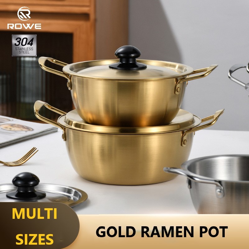 ROWE Korean Ramen Pot Stainless Steel Noodles Pot Soup Pot with Lid ...