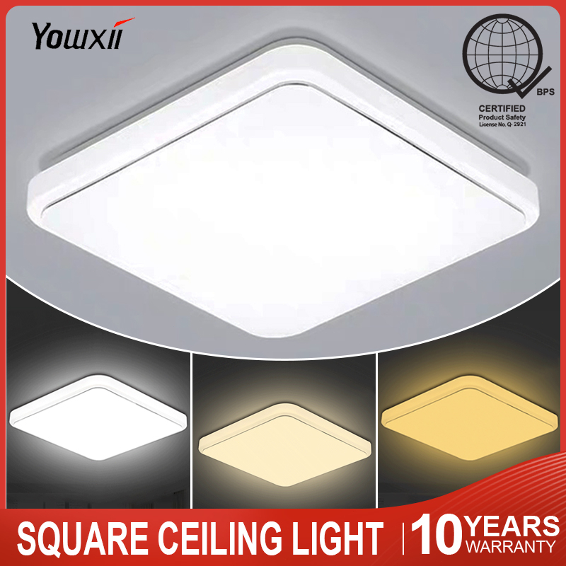 Yowxii Square Ceiling Light Tri Color LED Room Lamp For Bedroom Living ...