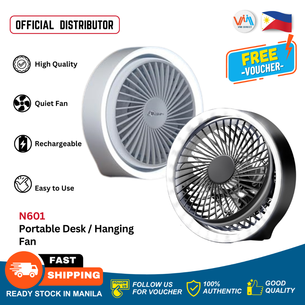 3LIFE N601 USB Desk Fan LED Light Battery Fan Quiet Portable Table ...