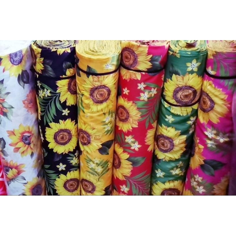 sunflower disign geena fabric per yard tela pang kurtina 60w | Shopee ...
