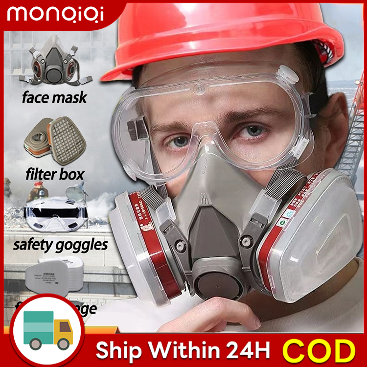 Dual Filter 3M Gas Mask 6200 Half Face Safety Filter Respirator Gas ...