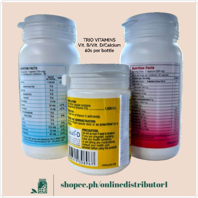 Vitamins in Trio and Duo Sets: Vitamin C, Vitamin B, Vitamin D ...