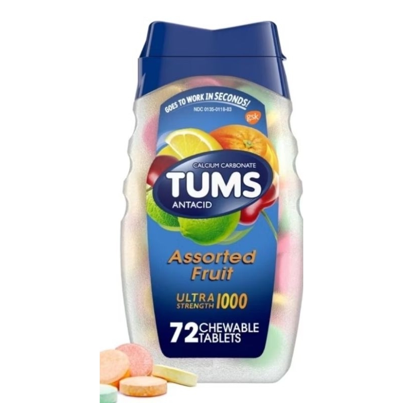 TUMS Ultra Strength Antacid for Chewable Heartburn Acid, Assorted Fruit ...