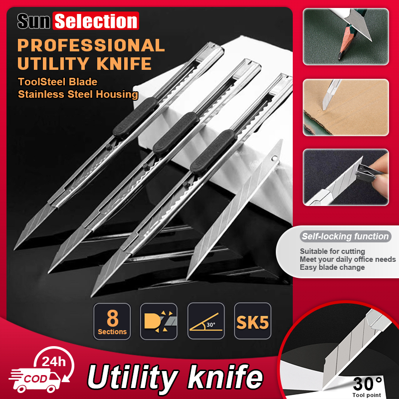 30° Metal Retractable Cutter Utility knife pen Knife Cutting Paper ...