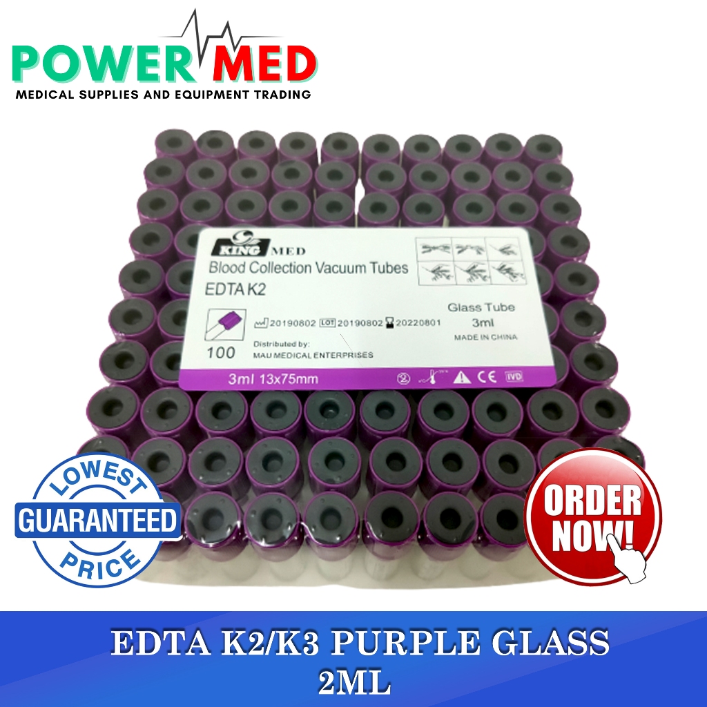 EDTA K2K3 PURPLE GLASS 3ML PER TRAY KINGMED | Shopee Philippines