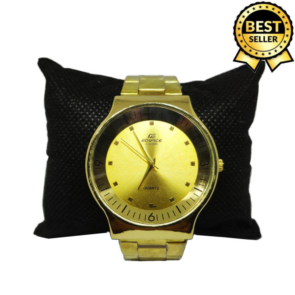 Casio Stylish Edifice Analog Quartz All Gold Dial Stainless Steel Watch ...