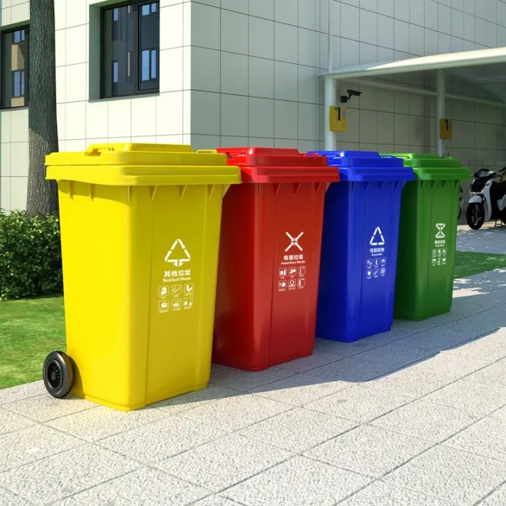 trash bin large outdoor park street property wheeled trash can with ...