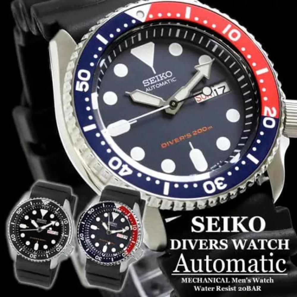 Seiko Automatic Divers Day Date Water Resistant 200m Blue-Red Dial ...