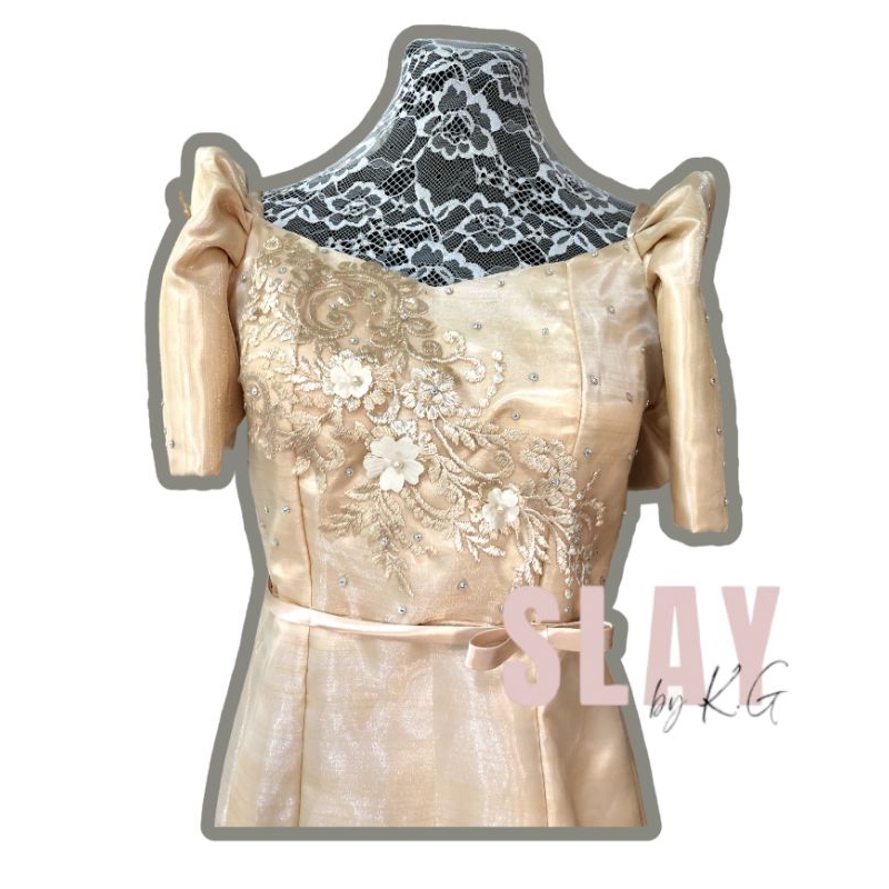 Modern Filipiniana Dress Mestisa (midi dress pinya & black) | Shopee ...