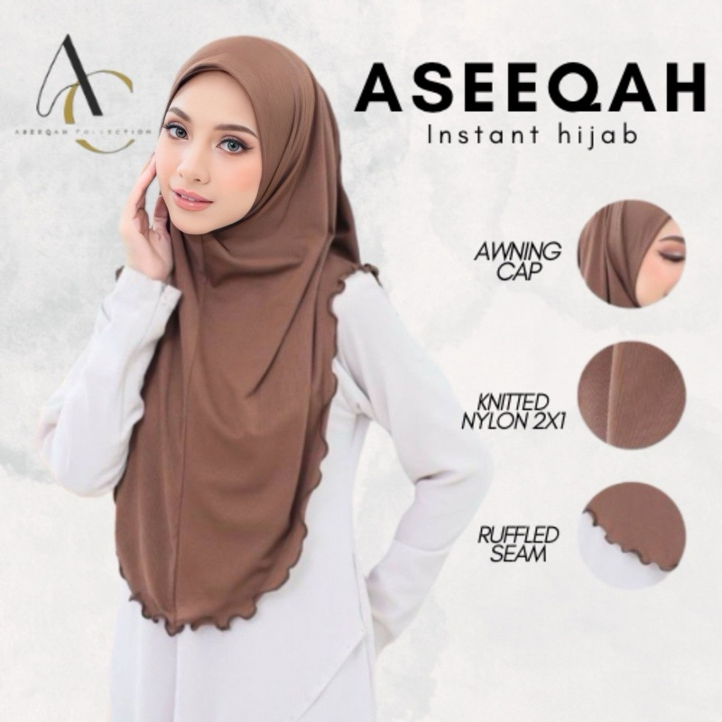 ASEEQAH Alfaro Knitted Nylon 2x1 Instant Hijab Malaysian Sukob / Misre ...