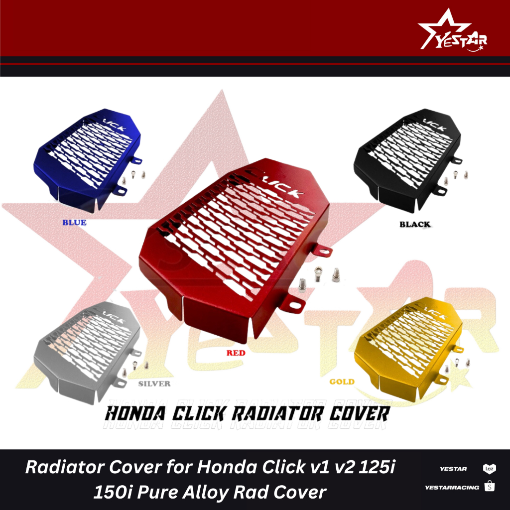 Yestar Radiator Cover for Honda Click v1 v2 125i 150i Pure Alloy Rad ...