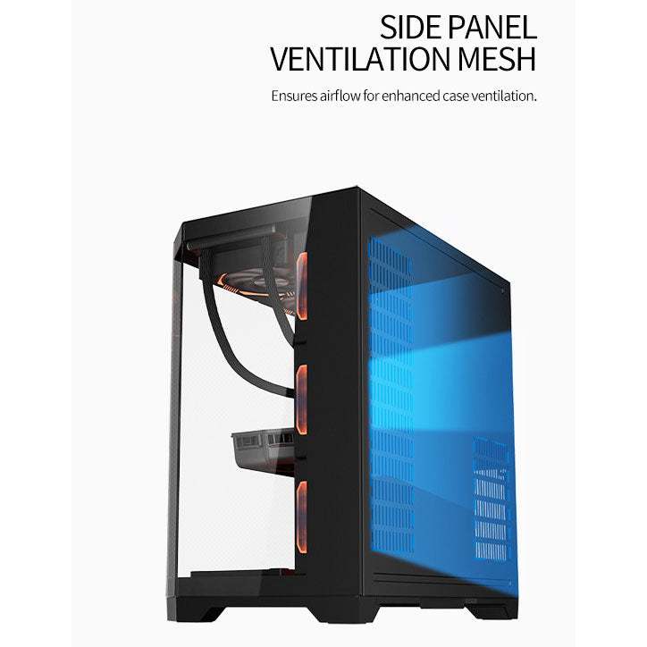 Coolman Spectra Luxe Gaming Case ATX and M-ATX | Black and White PC ...