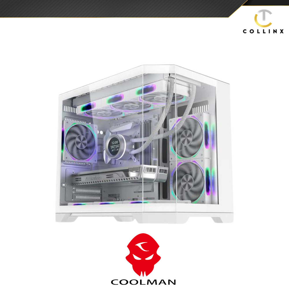 Coolman Spectra Luxe Gaming Case ATX and M-ATX | Black and White PC ...