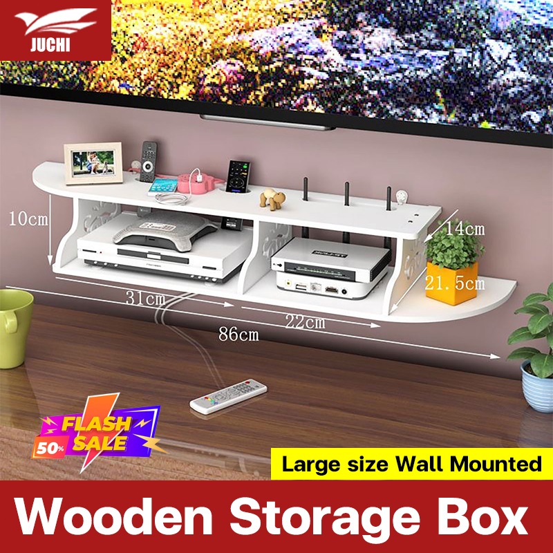 Wall Hanging Wifi Router Shelf Set-top box rack Wooden Wall Mounted ...