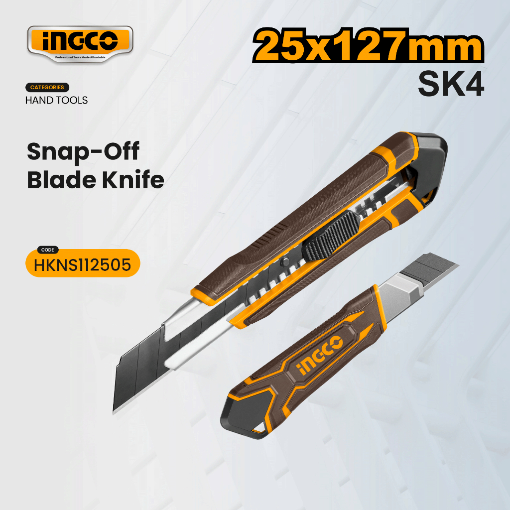 Ingco Industrial Snap Off Blade Cutter Knife (18x100mm) with 3pcs SK5 ...