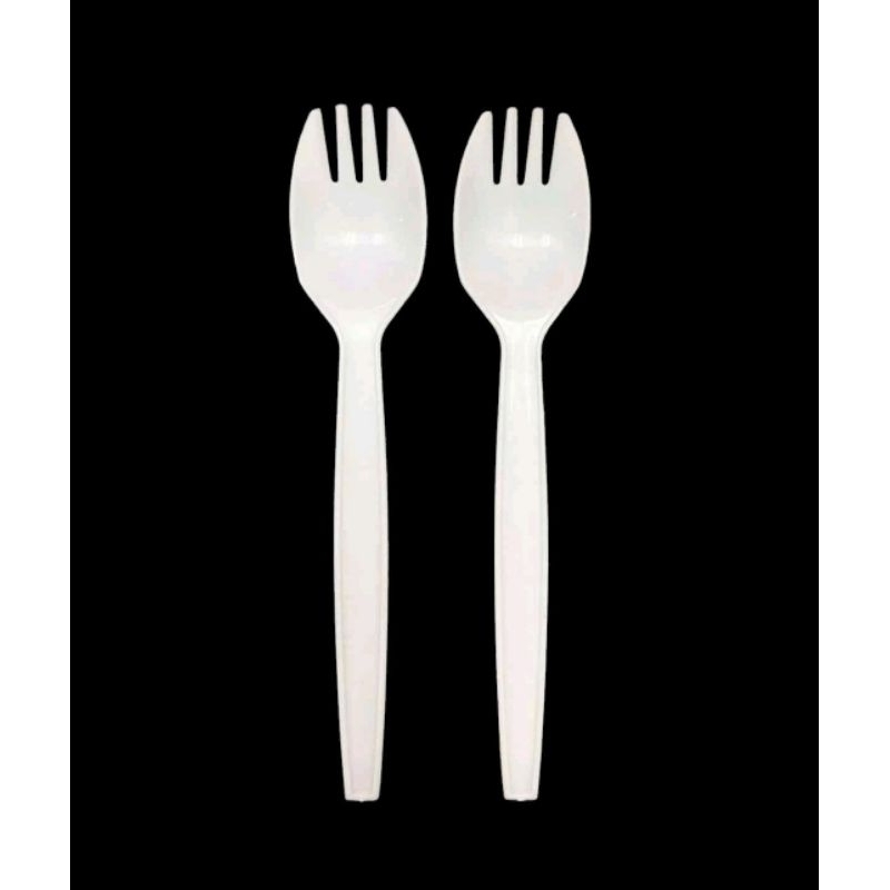 Disposable Spork Plastic Spork white black25 PCs / Pack | Shopee ...