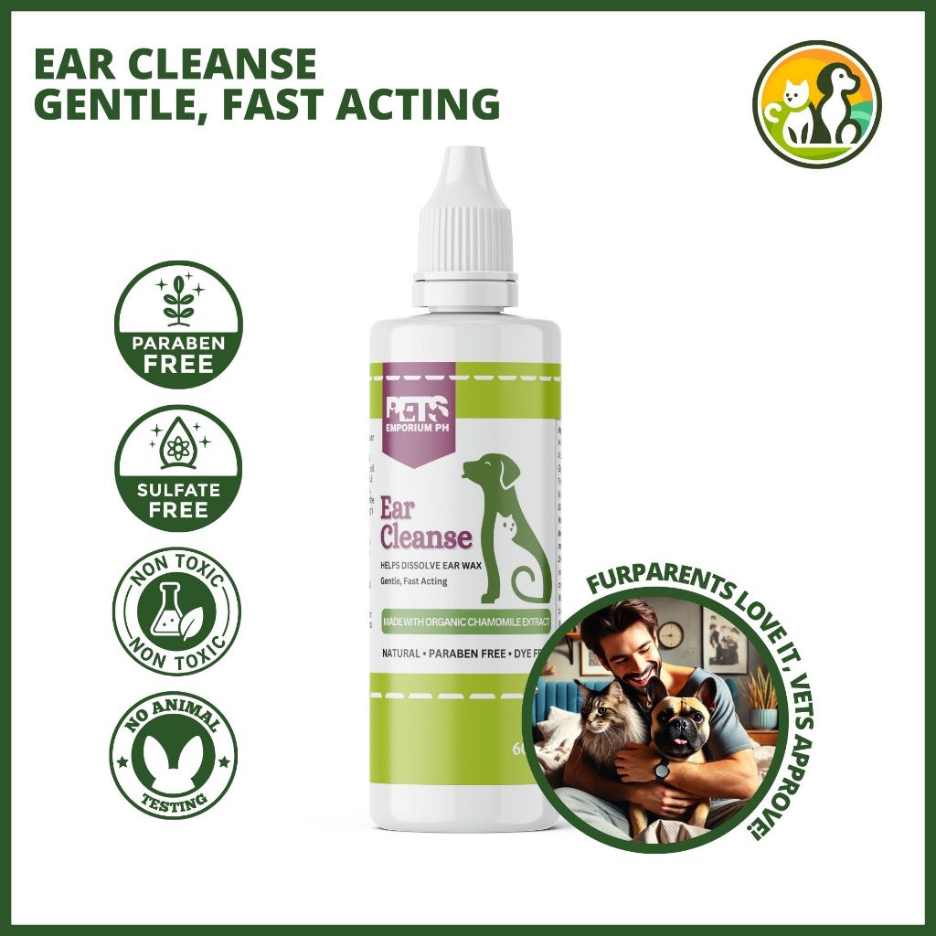 Natural Ear Cleaner Drops for Dogs & Cats - Mite & Odor Care - Ear ...