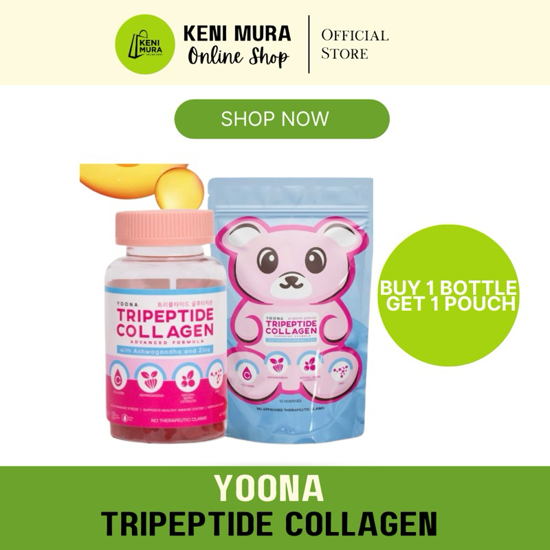 Buy 1 Bottle Get 1 Pouch || YOONA Tripeptide Collagen with Ashwagandha ...