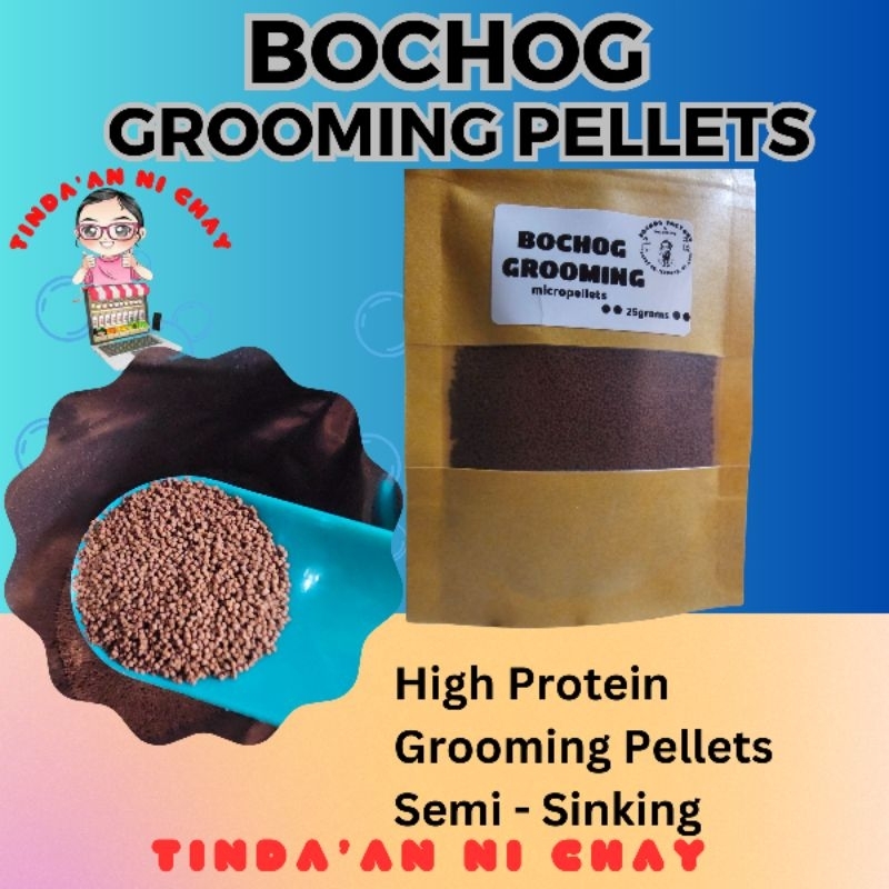 Bochog grooming pellets 25g high protein semi sinking shrimp base betta ...