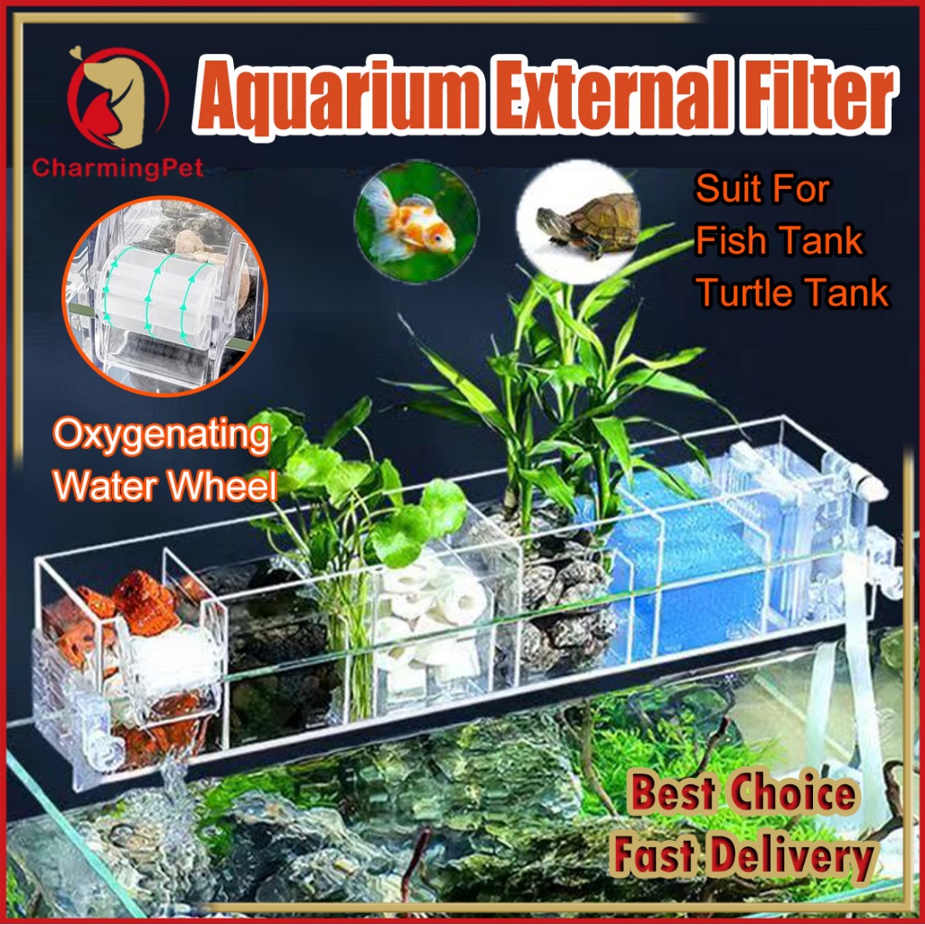 2-6 Grids Aquarium Filter Box Fish Tank Filter Box With Water Pump, Low ...