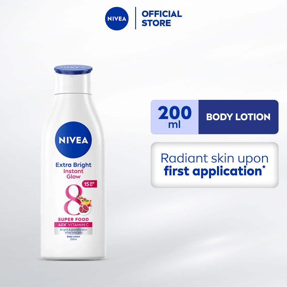 NIVEA Body Lotion Extra Bright Instant Glow SPF15, moisturizer with sun ...