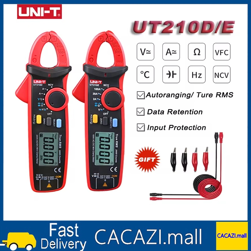 UNI-T UT210D UT210E Mini Digital Clamp Meter 200A AC DC Current Pliers Ammeter Voltage Voltmeter ...