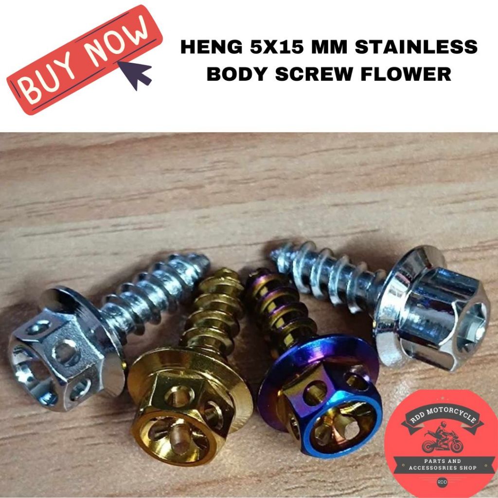 HENG 5X15 MM STAINLESS BODY SCREW FLOWER/CNC BOLTS ALL MIO /NMAX ...