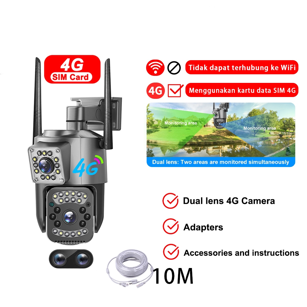 V380 Pro 4G SIM CCTV 8MP 4K Camera Outdoor Dual Lens Dual Screen 10X ...