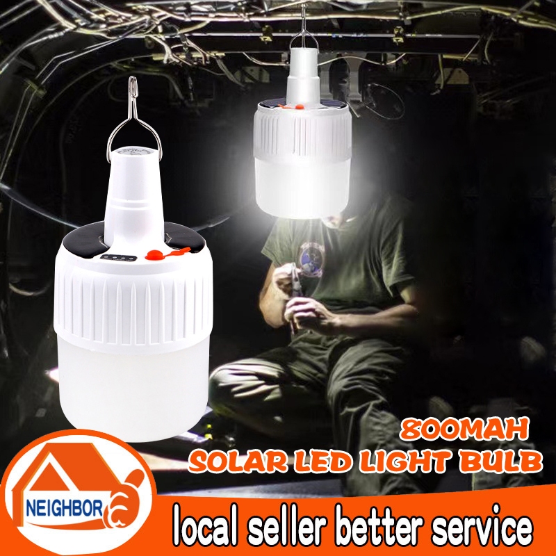 Solar Powered LED Bulb Light Energy-Saving Bulb Outdoor Camping Light ...