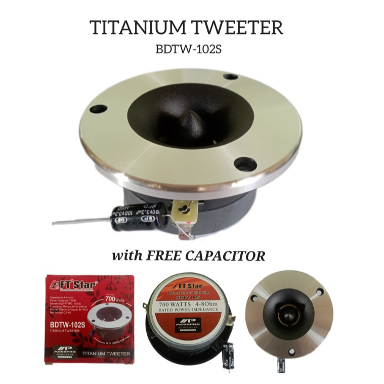 FT STAR Titanium Bullet Tweeter 700W BDTW-102S with Free Capacitor ...