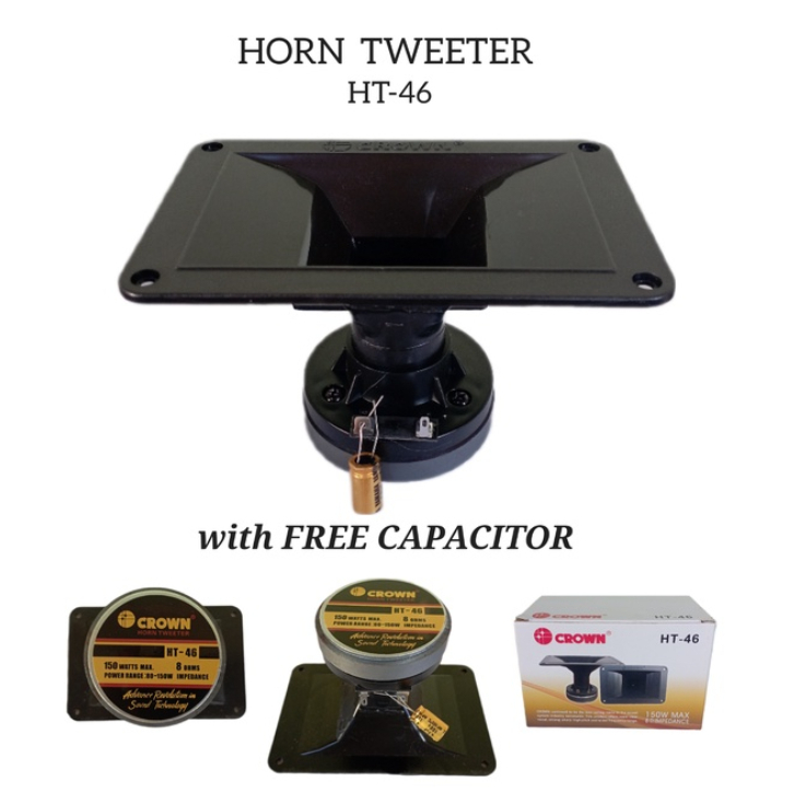 Crown HT-46 Horn Tweeter 150W with FREE Capacitor (4"x6") | Shopee ...