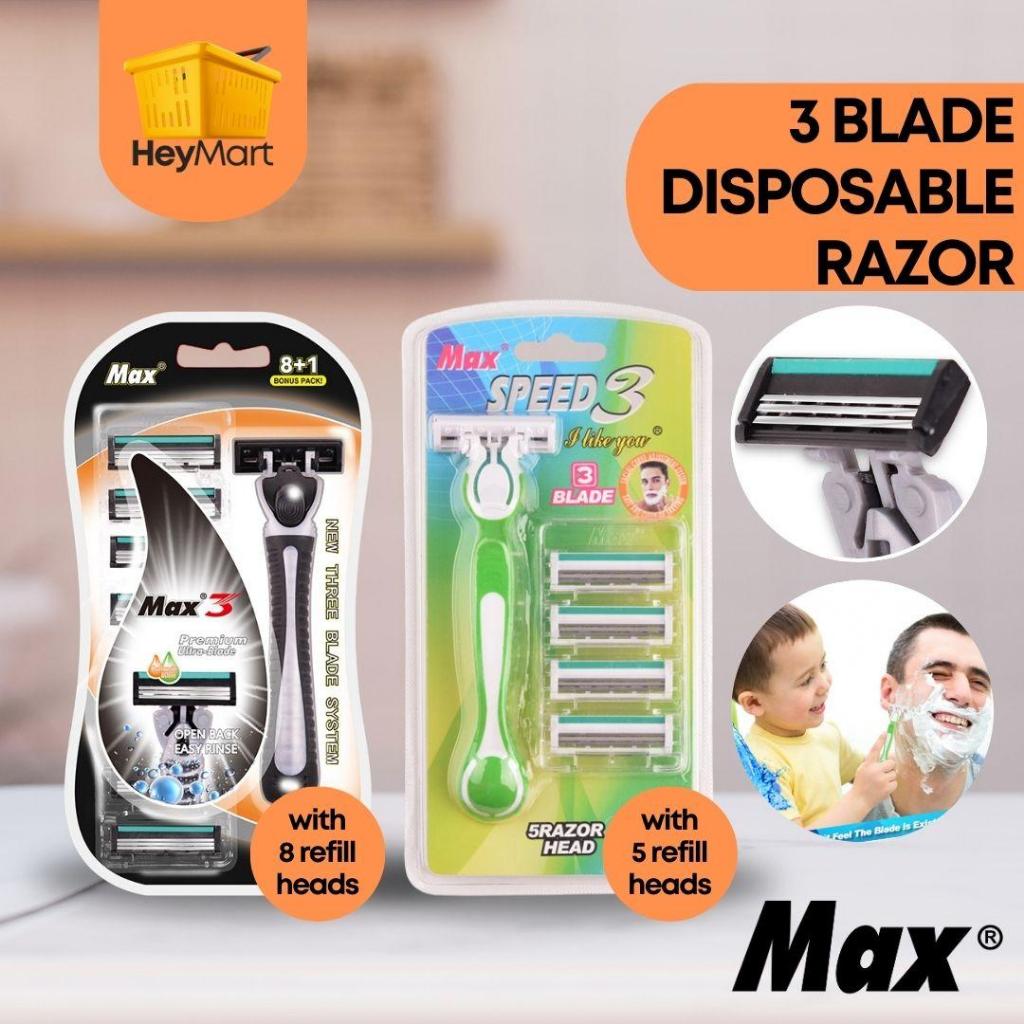 Max 3-Layer System Razor with Comfort Strip and 8 Heads & 5 Heads ...