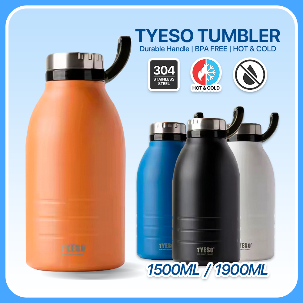 Tyeso Stainless Steel Sports Water Bottle with Straw Vacuum Insulated Tumbler 1500ml | 1900ml ...