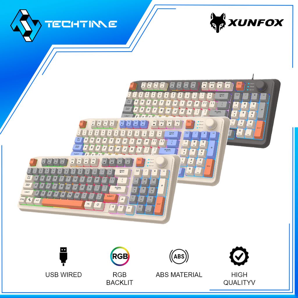 Xunfox K82 Backlit 94 Key Mixed Ledlight Contrast Color USB Wired ...