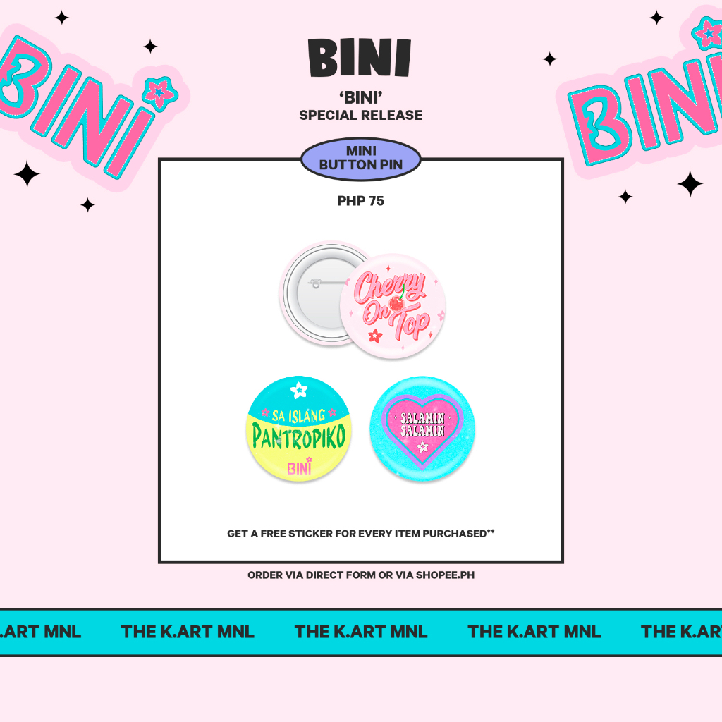 BINI 'BINI' Ver. - MINI BUTTON PIN SET | Shopee Philippines