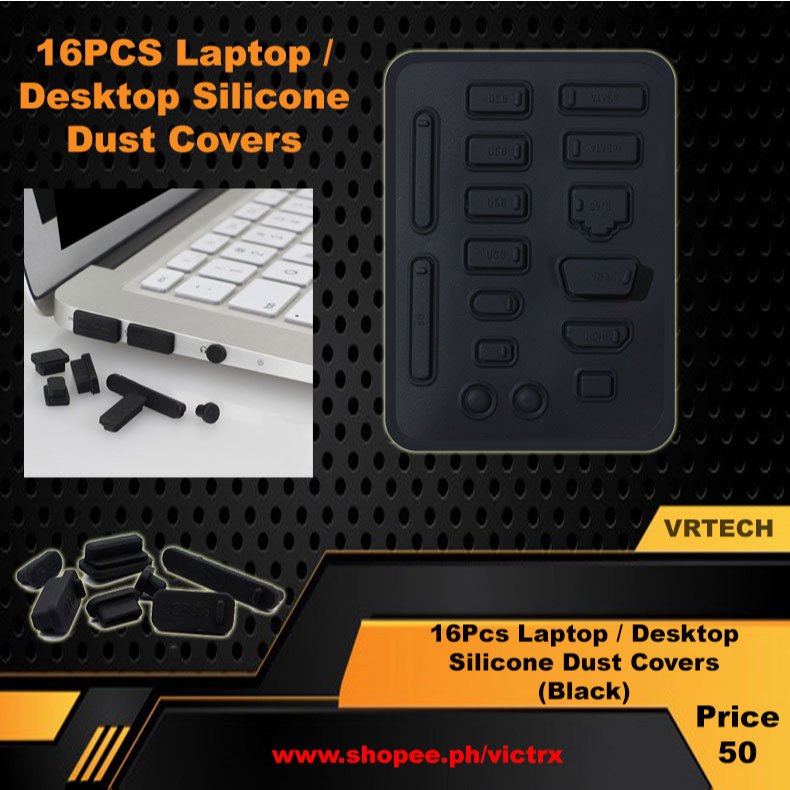 Black 16Pcs/Set Silicone Laptop Dust Plug Cover/Universal Interface ...